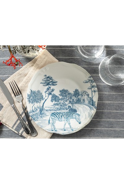 English Home Zebra Porselen Pasta Tabağı 20 cm Mavi English Home Zebra Porselen Pasta Tabağı 20 cm Mavi