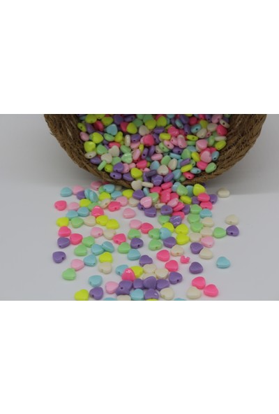 Hobimos Hobimos 8mm Pastel Karışık Renkli Plastik Kalp Model Boncuk, Takı Yapım Boncuğu (25GR, ~50 Adet) Hobimos Hobimos 8mm Pastel Karışık Renkli Plastik Kalp Model Boncuk, Takı Yapım Boncuğu (25GR, ~50 Adet)