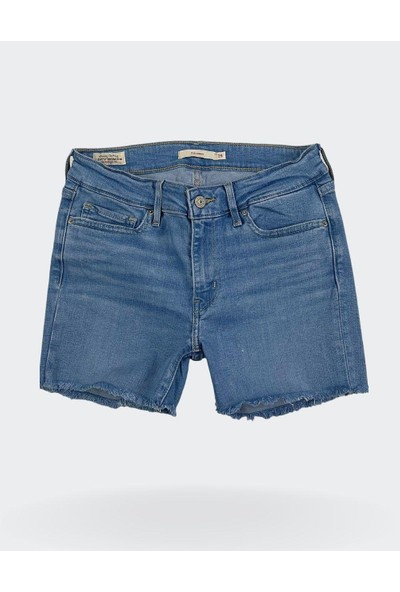 Bpm Live's Likralı Kot Şort Kadın Taşlama Mavi