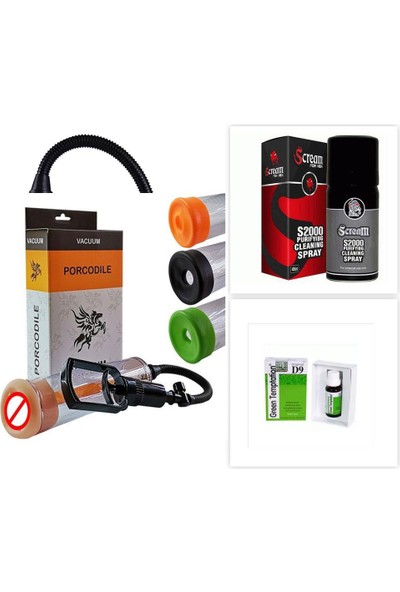 Porcodile Vakum Pompa Çekmeli - Scream Sprey ve Green Temptation D9 Damla Porcodile Vakum Pompa Çekmeli - Scream Sprey ve Green Temptation D9 Damla