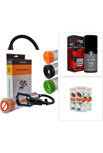 Porcodile Vakum Pompa Çekmeli - Scream Sprey ve Prostacare Ultra Porcodile Vakum Pompa Çekmeli - Scream Sprey ve Prostacare Ultra