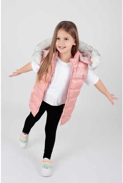Ahenk Kids Kız Çocuk Kürklü Kapüşonlu Şişme Yelek AK215657