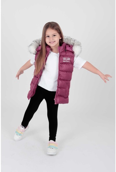 Ahenk Kids Kız Çocuk Kürklü Kapüşonlu Şişme Yelek AK215657