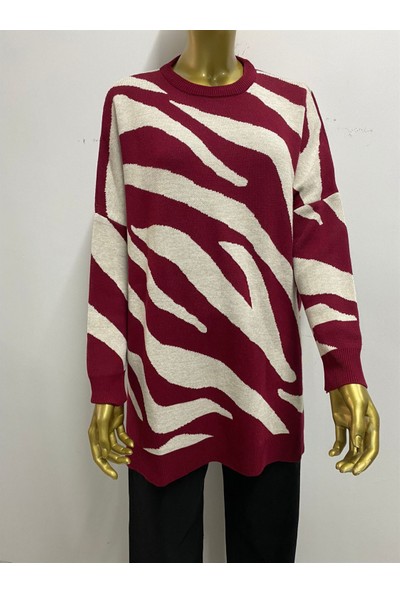 Zebra Desen Triko Tunik KAZAK-25971