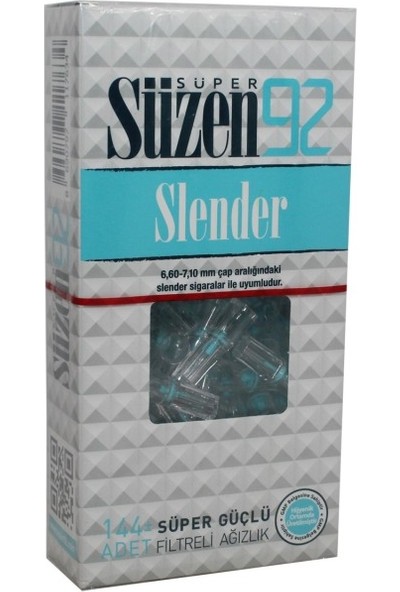 SÜZEN Süper Süzen 92 Slender Filtreli Ağızlı 144 Adet SÜZEN Süper Süzen 92 Slender Filtreli Ağızlı 144 Adet