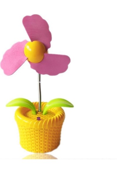 Naya Işıklı Çiçekli Fan Pilli Usb'li Saksı Çiçek Tasarımlı Aparat