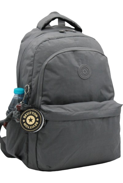 Bevitton Krinkıl Su Geçirmez Kumaş Moden Gri Unisex Kadın Okul Sırt Çantası 2200