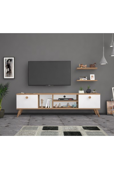 Ankara Mobilya Benan Ahşap Ayaklı Atlantik Çam Beyaz 180 Cm Tv Sehpası Ankara Mobilya Benan Ahşap Ayaklı Atlantik Çam Beyaz 180 Cm Tv Sehpası
