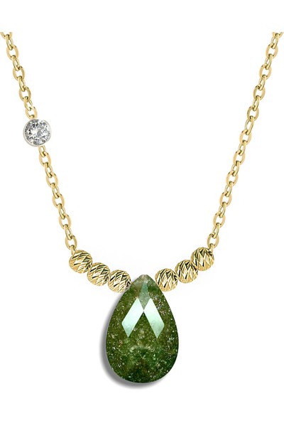 Demasgold Pirlanta 14 Ayar Altin Dorikalı Yeşıl Olive Zumrut Renkli Damla Taşlı Kolye Demasgold Pirlanta 14 Ayar Altin Dorikalı Yeşıl Olive Zumrut Renkli Damla Taşlı Kolye