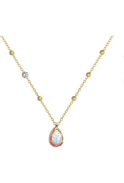 Demasgold Pirlanta 14 Ayar Altin Dorikalı Damla Beyaz Opal Taşlı Kolye Demasgold Pirlanta 14 Ayar Altin Dorikalı Damla Beyaz Opal Taşlı Kolye