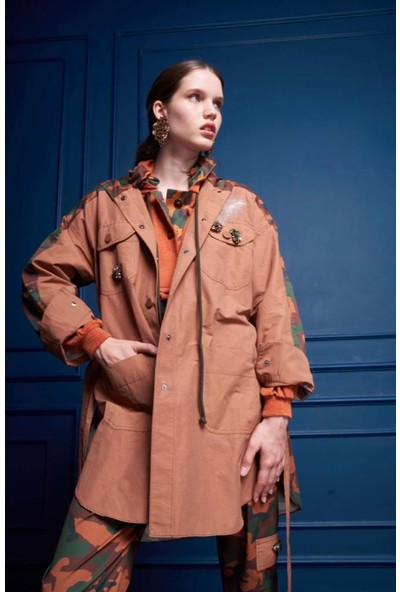 Yeşim Özcan Mindy Kamuflaj Ceket Kiremit