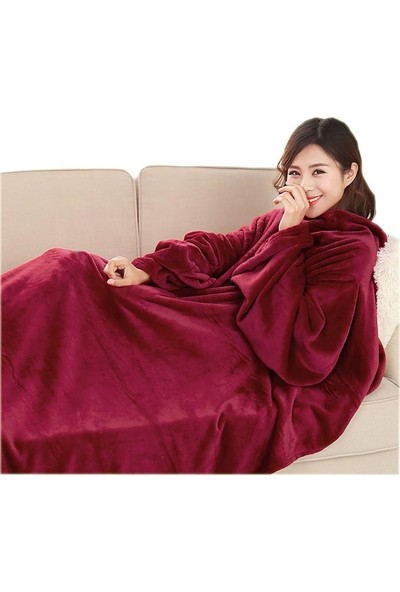 Giyilebilir Kollu Battaniye - Kırmızı (Türk Malı) Giyilebilir Kollu Battaniye - Kırmızı (Türk Malı)