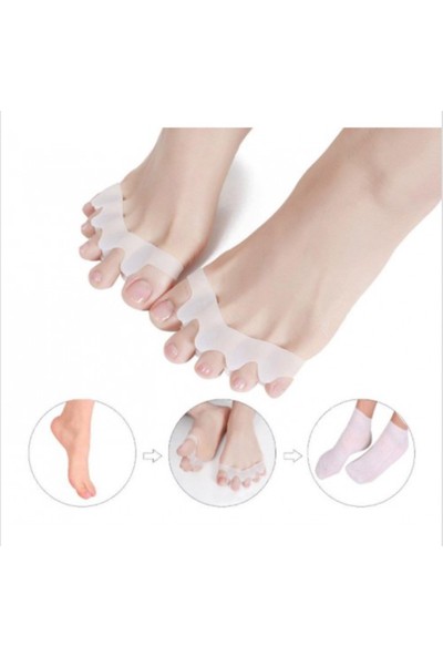 Ayak 5 Parmak Ayırıcı Makaralı Bunyon Silikon Geçmeli Beyaz