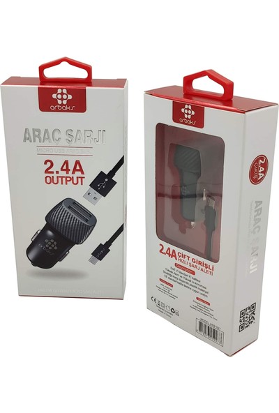 Micro 2.4A Çift Girişli Araç Şarjı ARB-027 026 Micro 2.4A Çift Girişli Araç Şarjı ARB-027 026