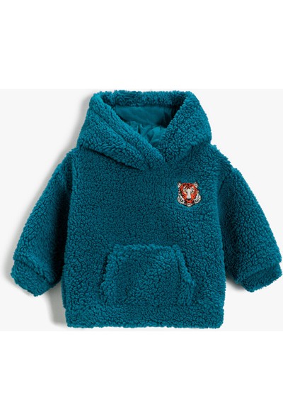 Koton Kapüşonlu Peluş Kanguru Cepli Sweatshirt Koton Kapüşonlu Peluş Kanguru Cepli Sweatshirt