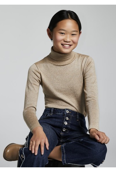 Mayoral Kız Çocuk Balıkçı Yakalı Dokuma Kazak 345