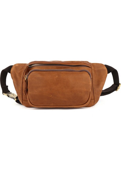 Trendd Erkek Deri Kemer Çantası Kahverengi