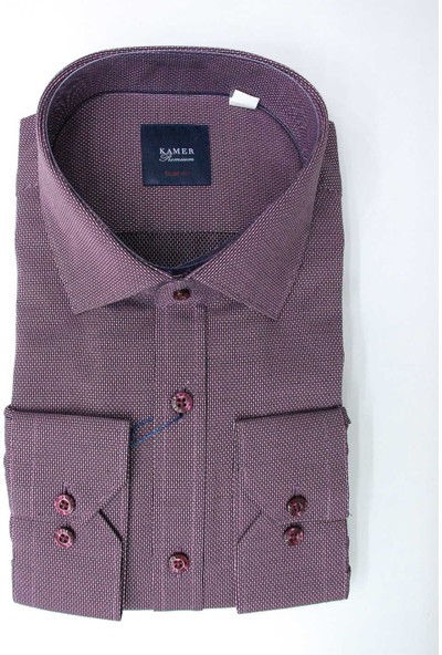 KMR Group Kmr 2217 Bordo Desenli Slim Fit Uzun Kollu Gömlek KMR Group Kmr 2217 Bordo Desenli Slim Fit Uzun Kollu Gömlek