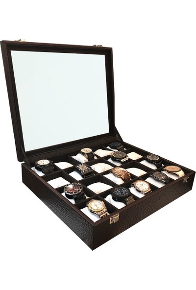 Standmarket Saat Çantası 20'li Camlı Kroko Kahve Standmarket Saat Çantası 20'li Camlı Kroko Kahve