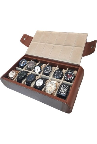Standmarket Saat Kutusu 12’li Diplomat Model Çıtçıtlı Taba Standmarket Saat Kutusu 12’li Diplomat Model Çıtçıtlı Taba