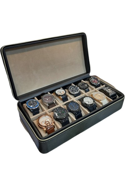 Standmarket Saat Kutusu 12’li Fermuarlı Diplomat Model Siyah Standmarket Saat Kutusu 12’li Fermuarlı Diplomat Model Siyah