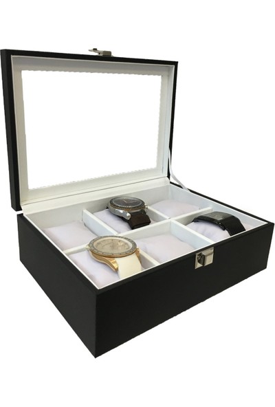 Standmarket Saat Kutusu 6'lı Siyah Içi Beyaz