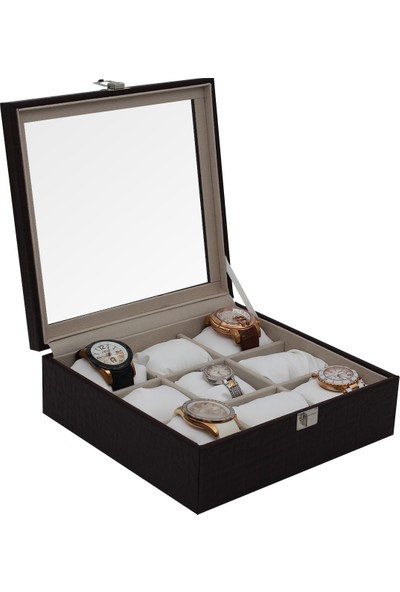 Standmarket Saat Kutusu 9'lu Kroko Kahve