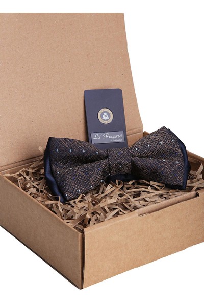 Kravatkolik Lacivert - Kahve Nokta Desen Papyon P1177