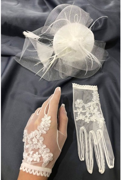 Hayalperest Boncuk Beyaz Işlemeli Eldiven-Vualet Nikah Şapkası Hayalperest Boncuk Beyaz Işlemeli Eldiven-Vualet Nikah Şapkası