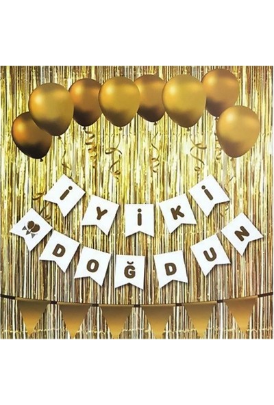 Patladı Gitti Beyaz Zemin Iyi Ki Doğdun Gold Banner Patladı Gitti Beyaz Zemin Iyi Ki Doğdun Gold Banner