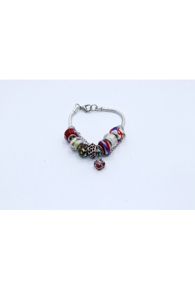 Atakam Boncuklu Kırmızı Küplü Pandora Bileklik