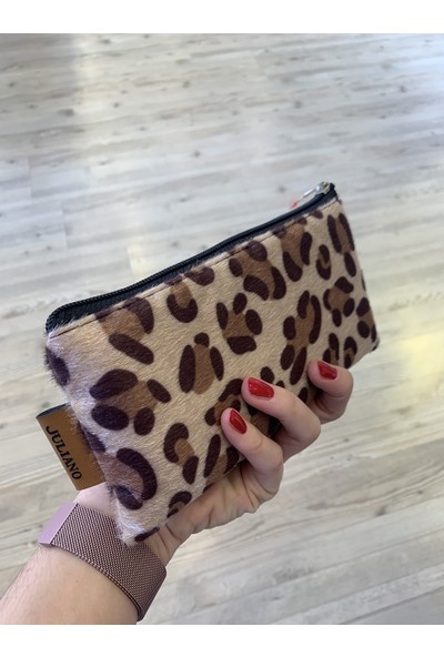 Juliano Leopar Fermuarlı El Çantası