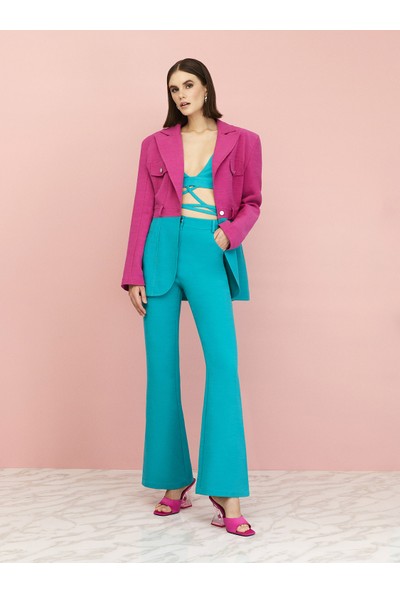 Yırtmaçlı Yüksek Bel Pantolon