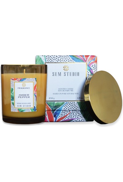 Sum Studıo Amber Kokulu Pamuk Fitilli Doğal Mum 180 gr