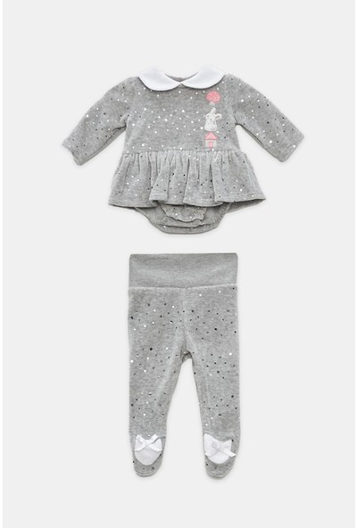 B&G Store Kız Bebek Gri Melanj Tunik 21FW0LT7805