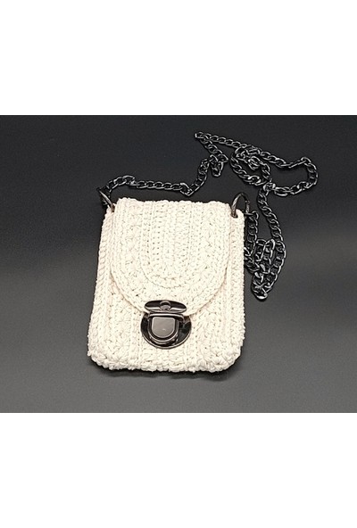 Örgücüm Makrome El Örgüsü Omuz Çantası Beyaz