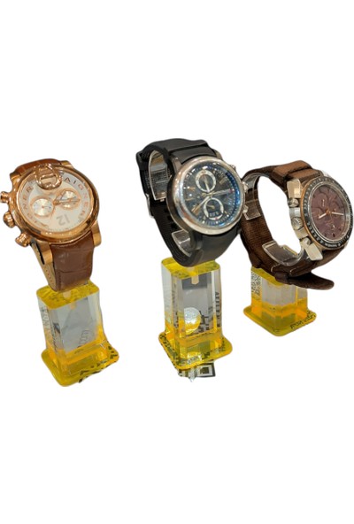 Standmarket Saat Standı 3'lü Set Renkli Küp Sarı