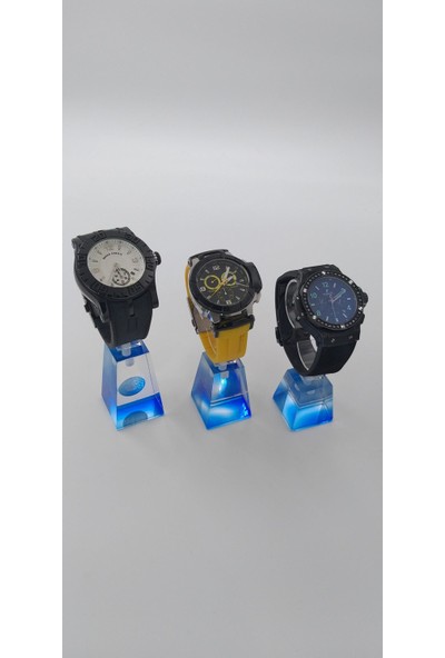 Standmarket Saat Standı 3'lü Set Renkli Küp Üçgen Model Mavi Standmarket Saat Standı 3'lü Set Renkli Küp Üçgen Model Mavi