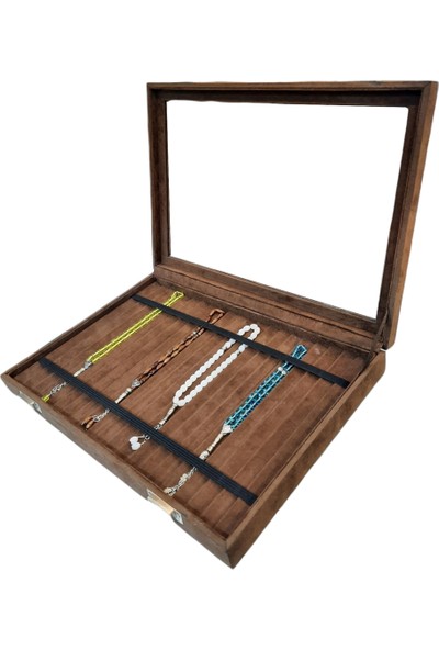 Standmarket Tesbih Kutusu Lastikli Camlı Kahve Alcantara Standmarket Tesbih Kutusu Lastikli Camlı Kahve Alcantara