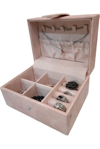 Standmarket Takı Çantası Çıtçıtlı Mini Boy Krem