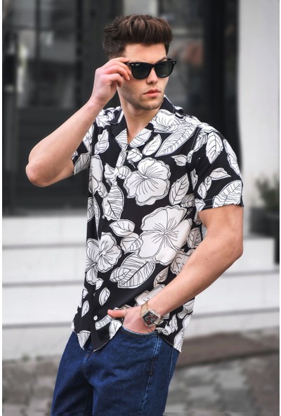 Madmext Beyaz Desenli Gömlek 5534 Madmext Beyaz Desenli Gömlek 5534