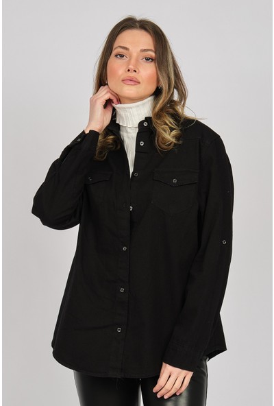 Buket Kadın Kot Gömlek 5732085 Siyah