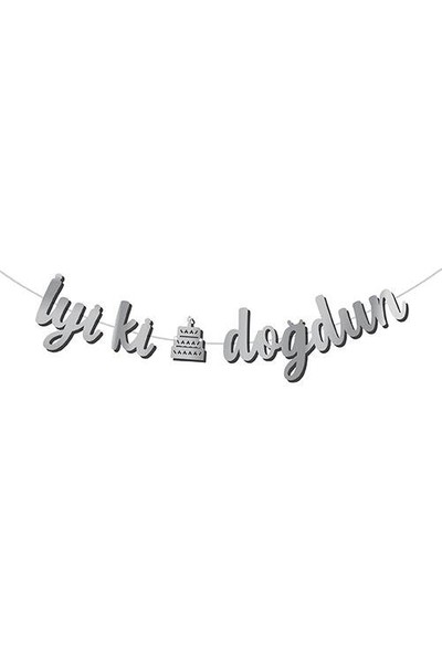 My Party Ready Gümüş Renk Iyiki Doğdun Kaligrafi Banner My Party Ready Gümüş Renk Iyiki Doğdun Kaligrafi Banner