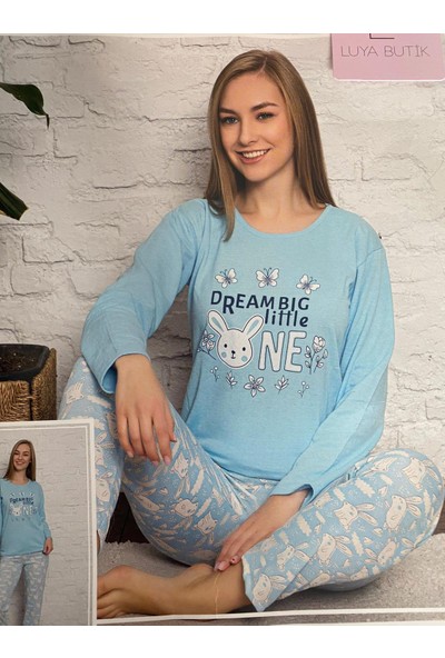 Luya Pijama Takımı Mavi Desenli