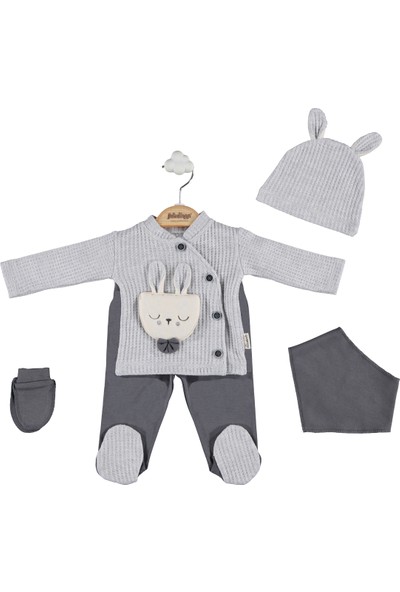 Bebelinna Yenidoğan Erkek Bebek %100 Pamuk Lüx 5'li Zıbın Set 5110G