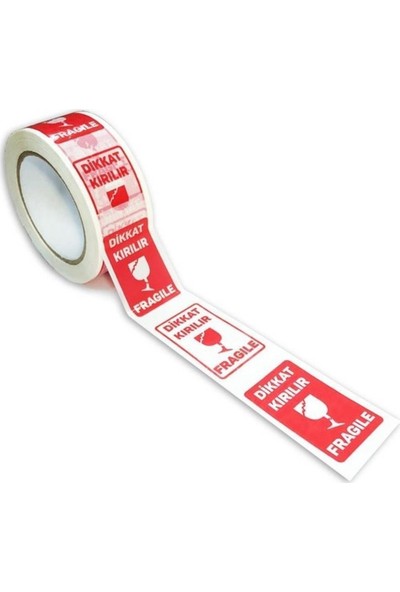 Dikkat Kırılır Koli Ambalaj Yapıştırma Bantı 45 Mm. x 100 Metre - 6 Adet