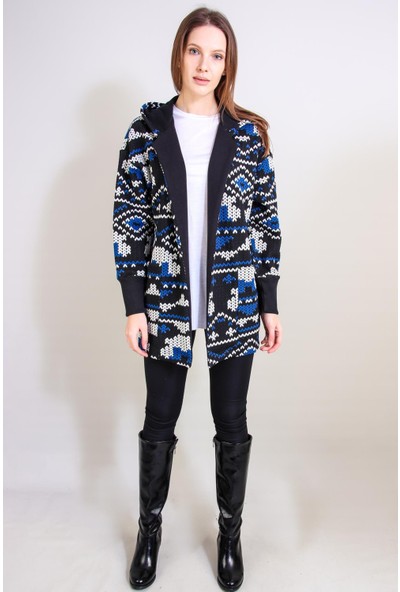 Alexandergardı Kapüşonlu Desenli Hırka (B22-37700)