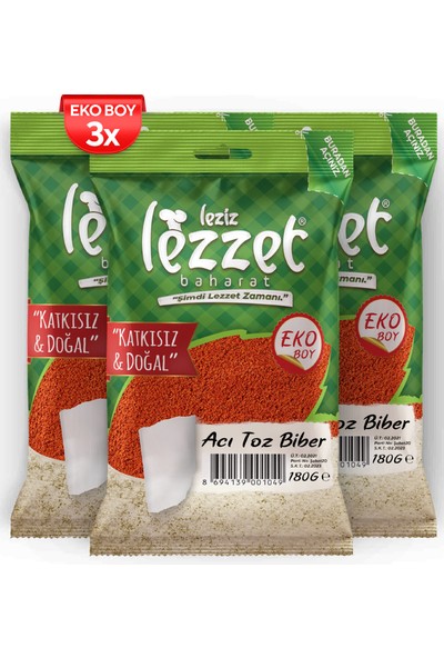 Leziz Lezzet Kırmızı Acı Toz Biber (Öğütülmüş) 180 gr x 3