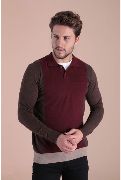 Ferraro Polo Yaka Pamuk Ipek Kazak - Kahve
