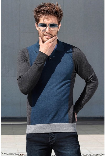 Ferraro Polo Yaka Pamuk Ipek Kazak - Antrasit Ferraro Polo Yaka Pamuk Ipek Kazak - Antrasit